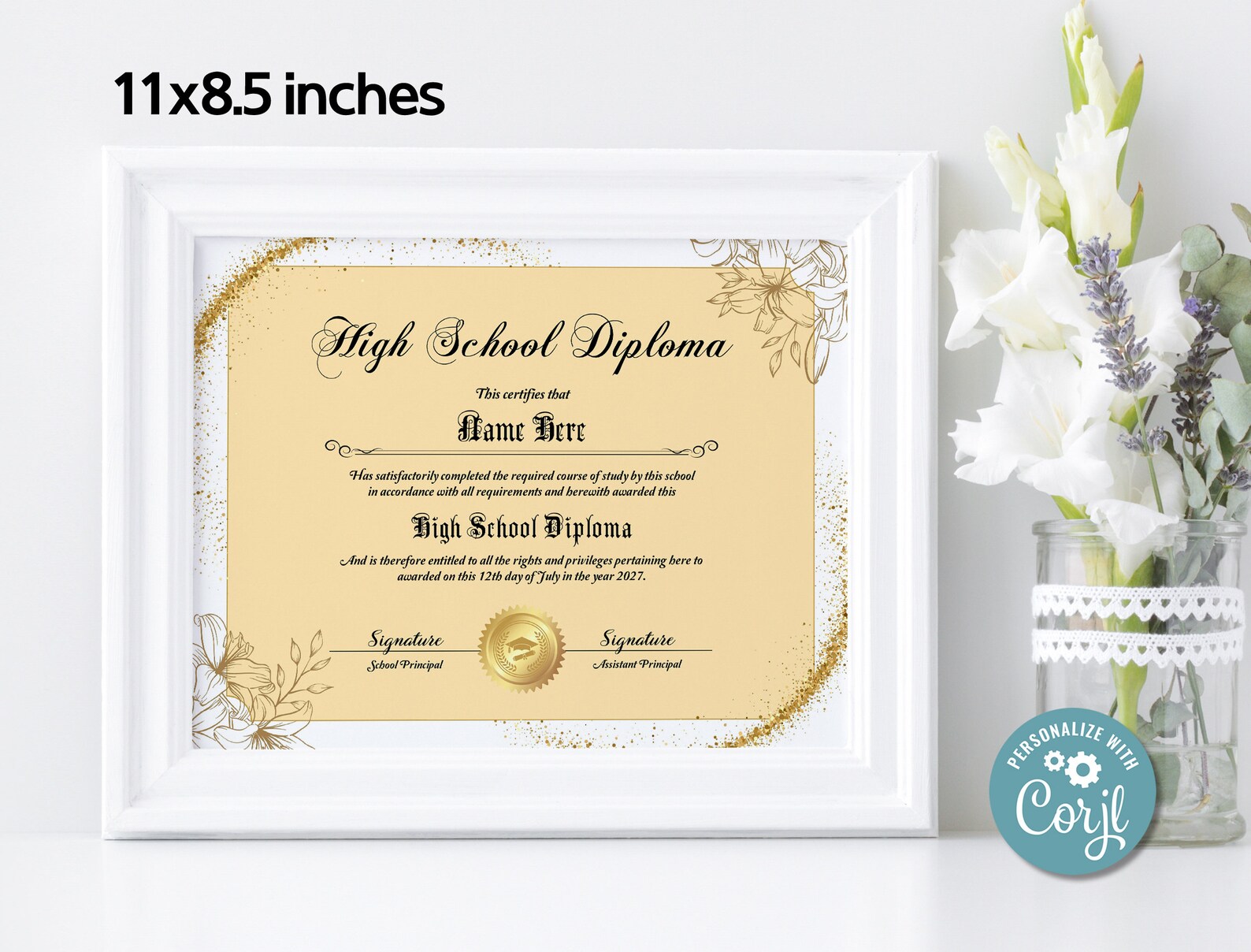 High School Diploma, Printable Home School Diploma, Editable Diploma ...