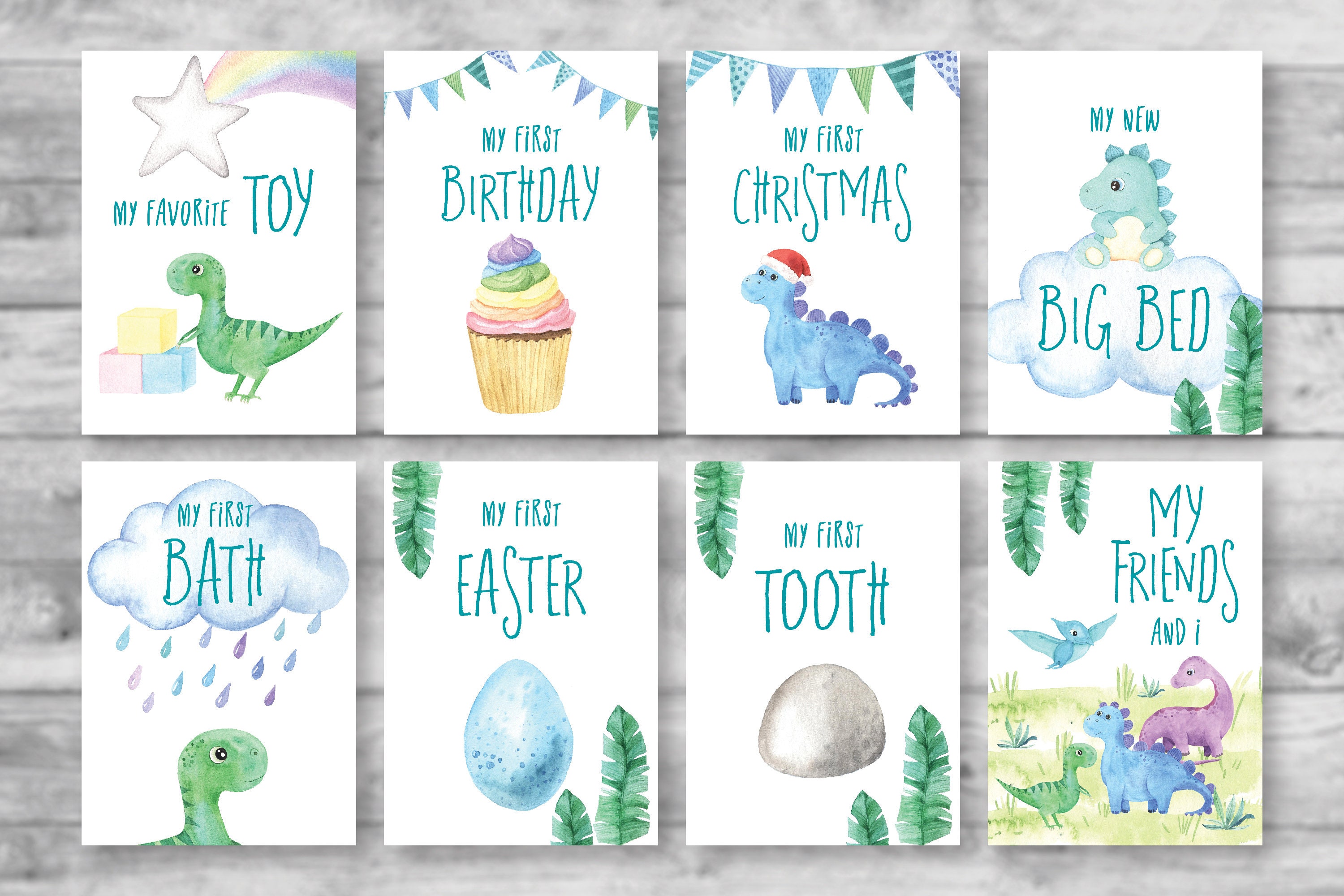 Dinosaur Baby Milestone Cards Unisex Boy Girl Milestone | Etsy
