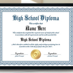 High School Diploma Template Printable Editable Homeschool - Etsy