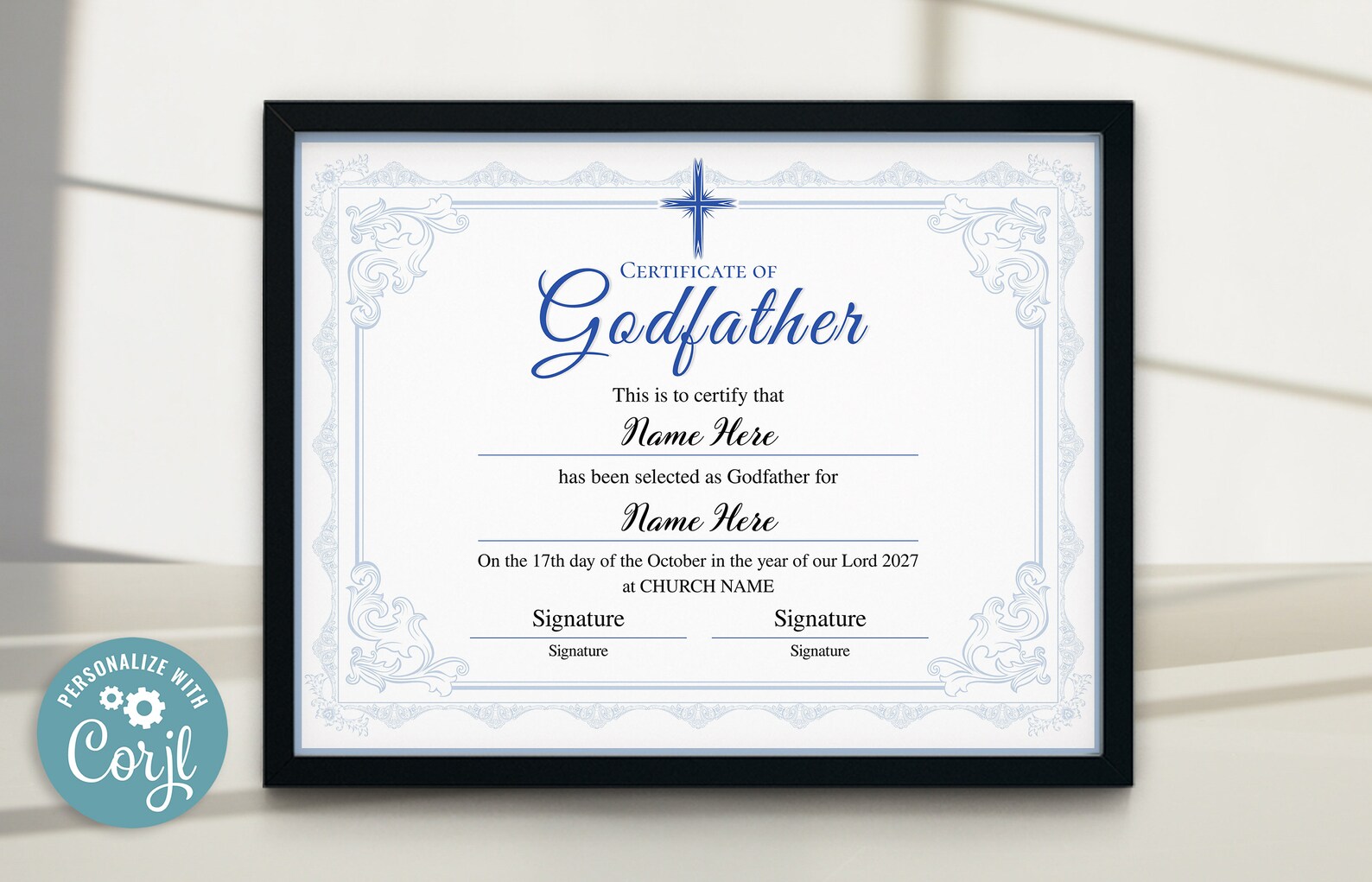 Godfather Certificate Template Printable Editable Godfather - Etsy