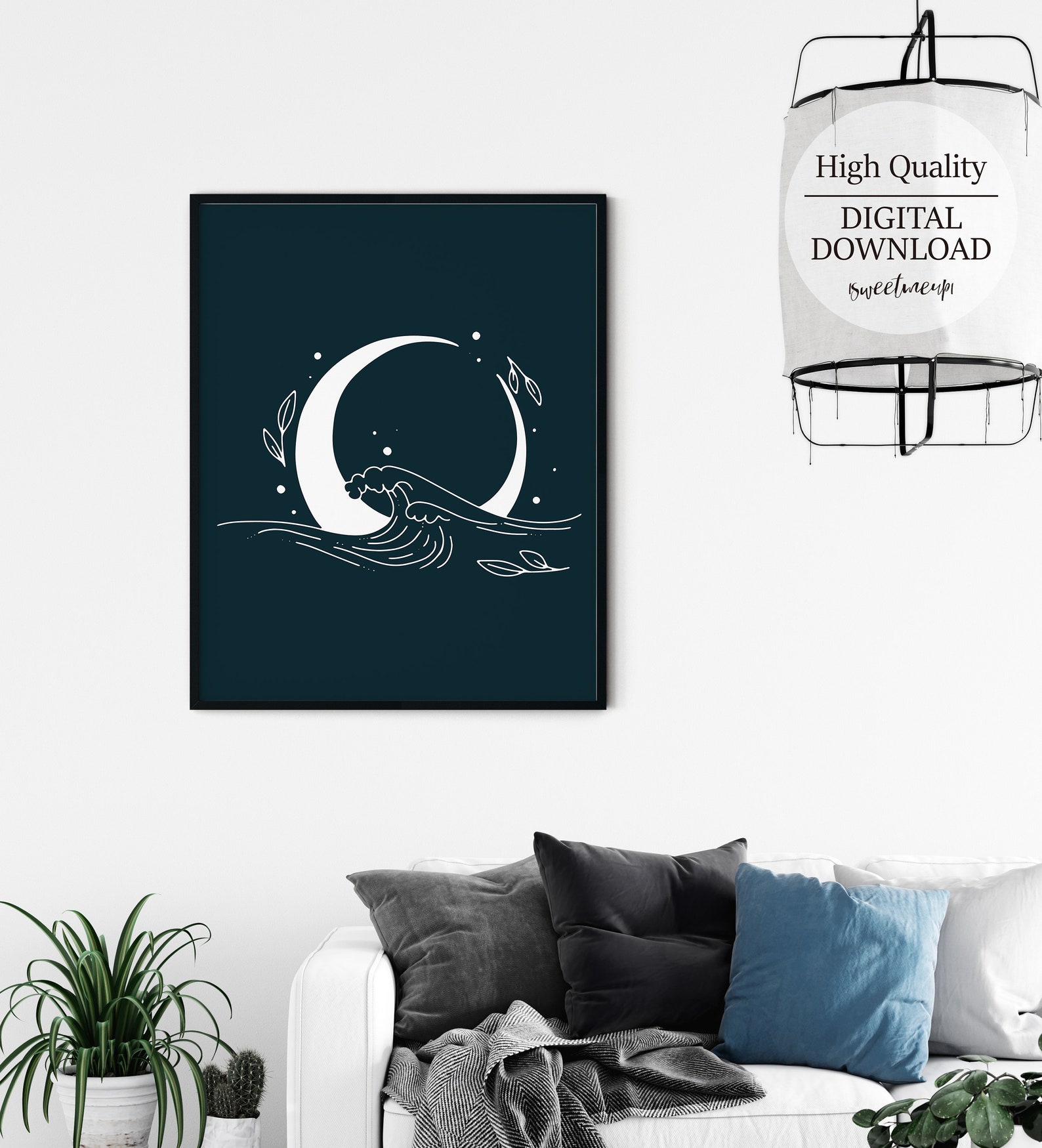 Printable Wall Art Moon Print Moon art Moon wall art Boho | Etsy