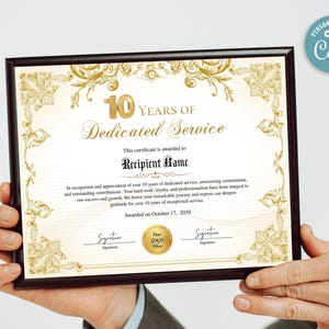 10 Years of Service Anniversary Award, Employee Appreciation Gift ...