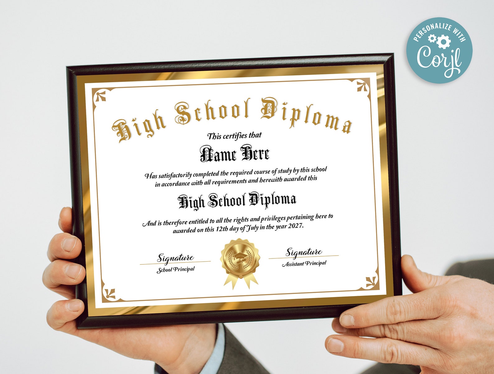 High School Diploma Template, Printable Editable Home School Diploma ...