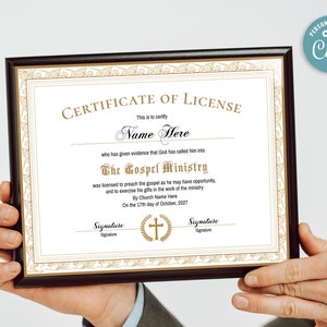 Gospel Ministry Certificate of License Template, Elegant Licensed ...