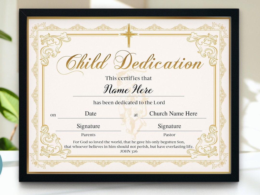 11x8.5 Child Dedication Certificate, Editable Child Dedication ...