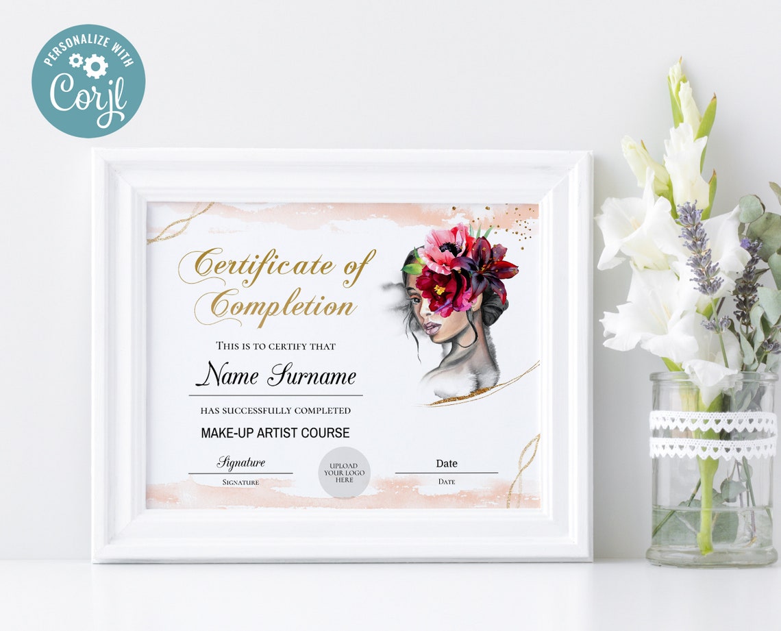 Make up Artist Certificate, Certificate of Completion Instant Download ...