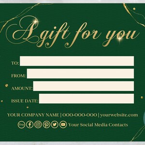 Green Gift Certificate Template, 5x7 Gift Voucher, Modern Gift ...