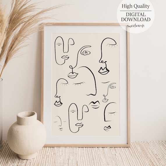 Line Drawing Of Faces Minimalist Line Drawing Face Line Art | Etsy