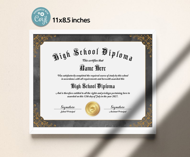 High School Diploma Template, Personalized Highschool Diploma ...