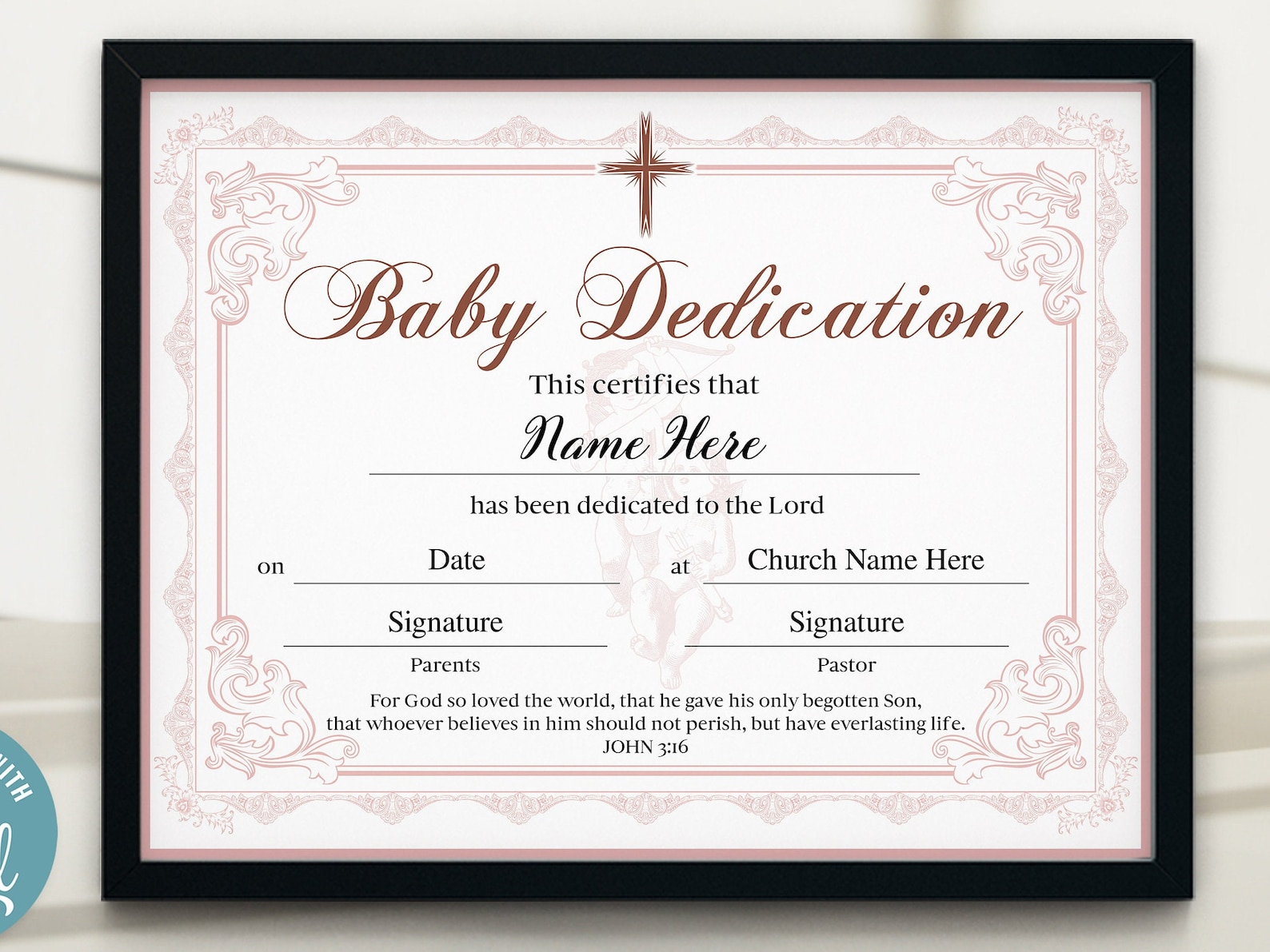 Baby Dedication Certificate Baby Girl Dedication Certificate - Etsy