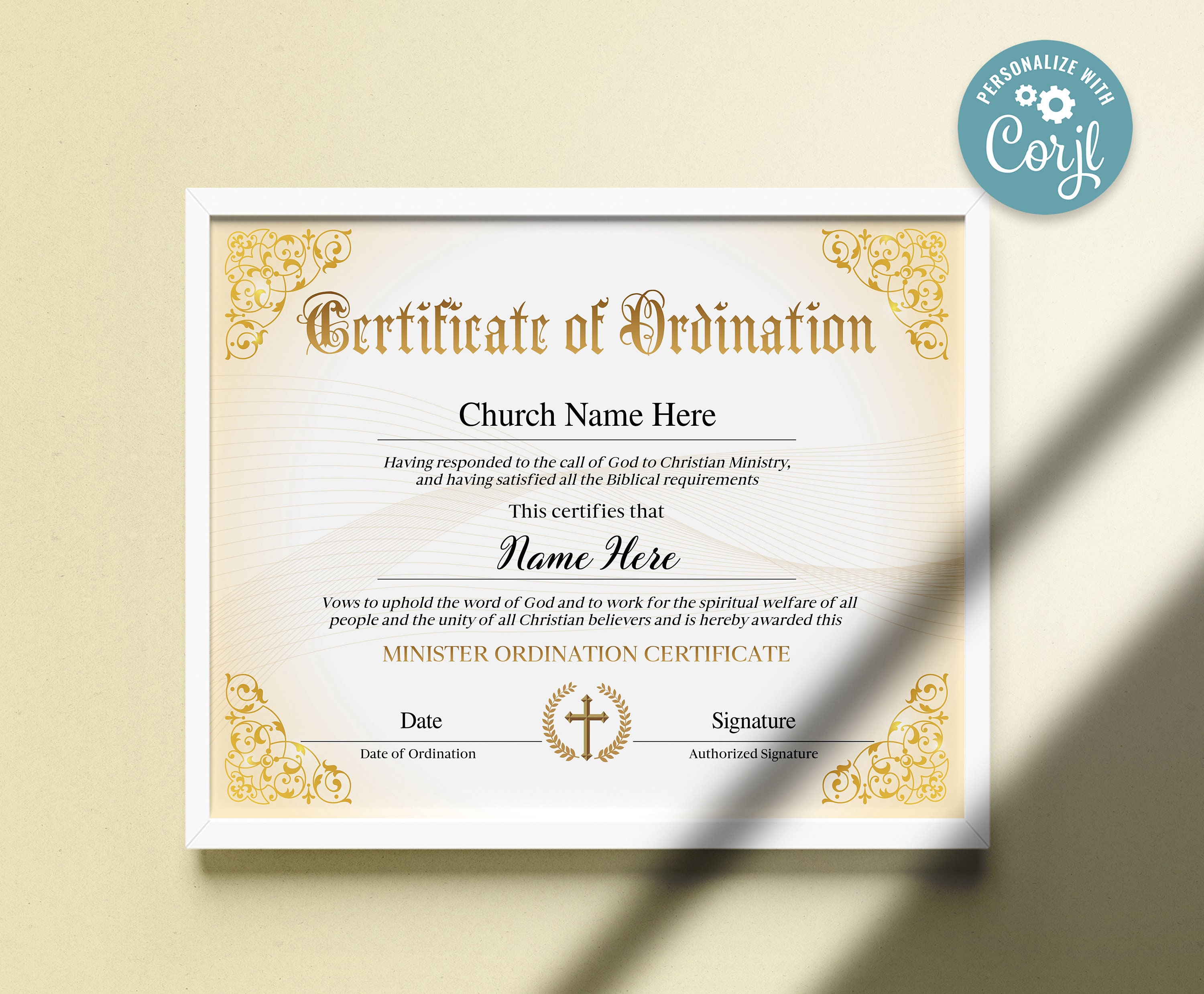 Editable Ordained Minister Certificate Template, Editable Licensed ...