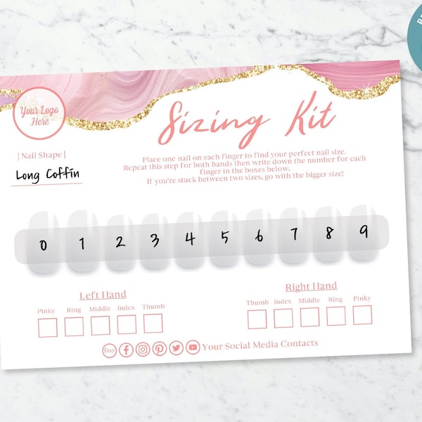 Nails Sizing Kit Template - Etsy