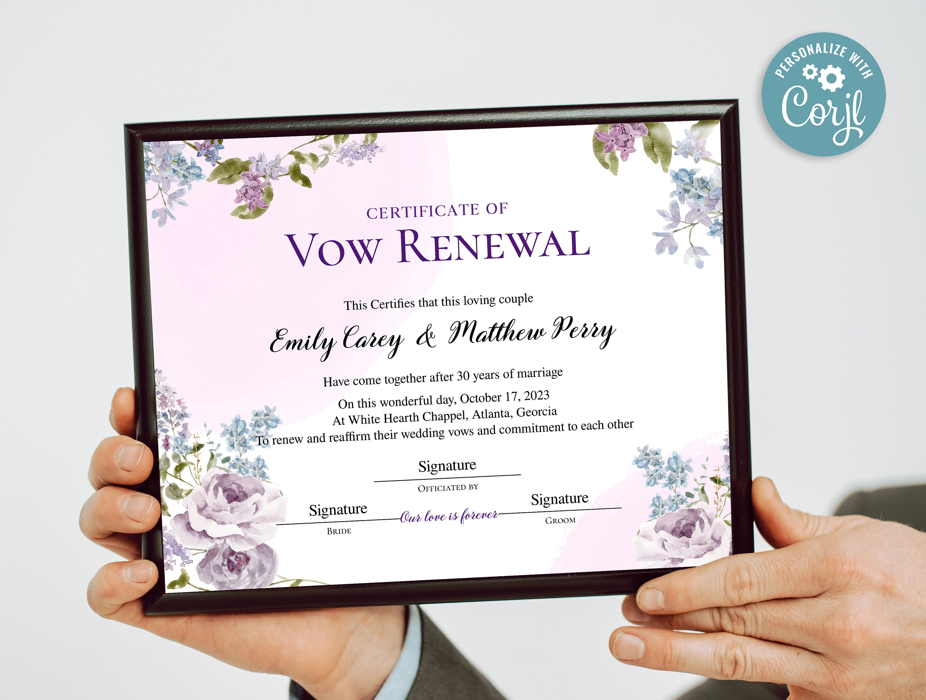 Vow Renewal Certificate Template, Editable Wedding Certificate Template ...