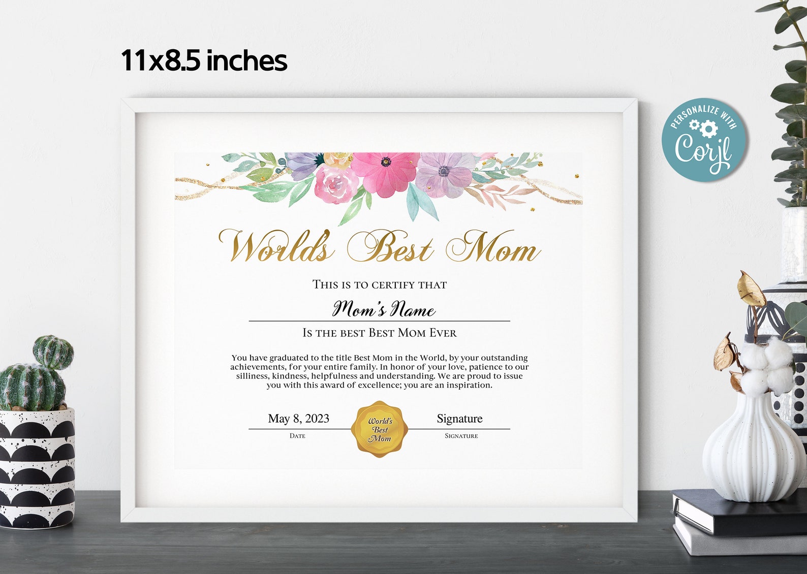 Editable Best Mom Certificate Template Customizable Gift for - Etsy