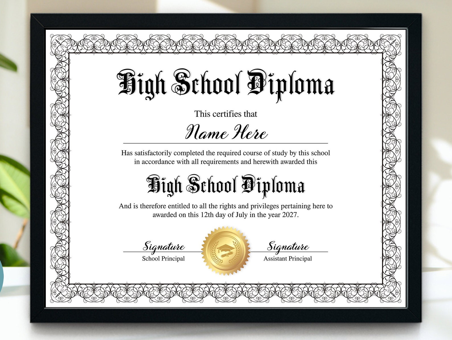 High School Diploma Printable Home School Diploma Editable - Etsy