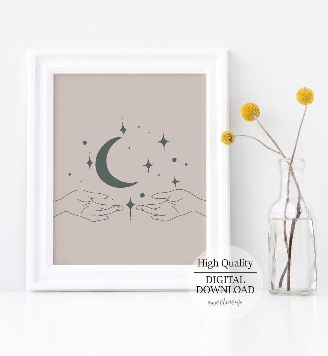 Moon Hand Printable Art Holding The moon and star Print | Etsy