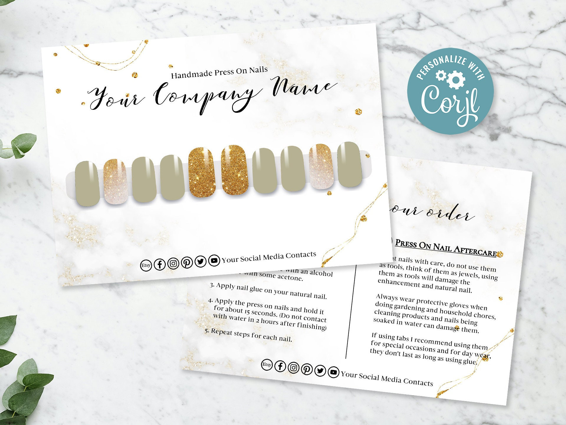 Press on Nails Aftercare Card Press on Nail Business Cards - Etsy
