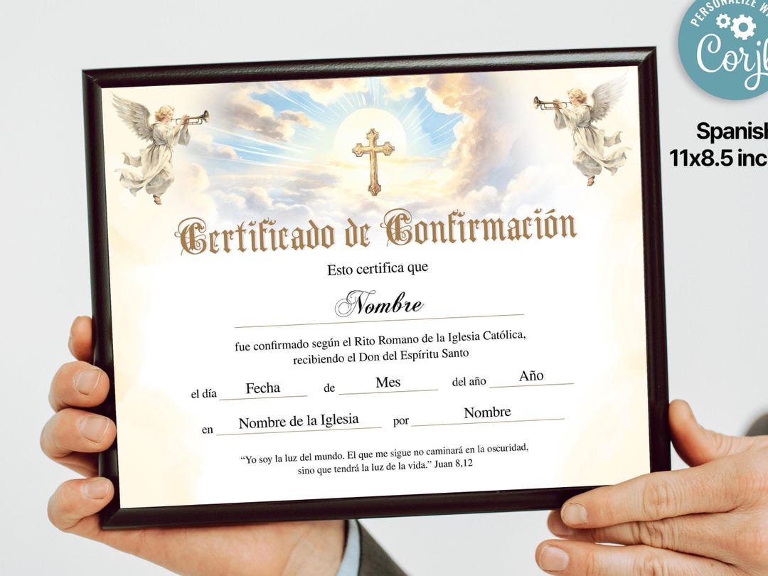 Certificado De Confirmación Católica, Plantilla De Certificado De ...