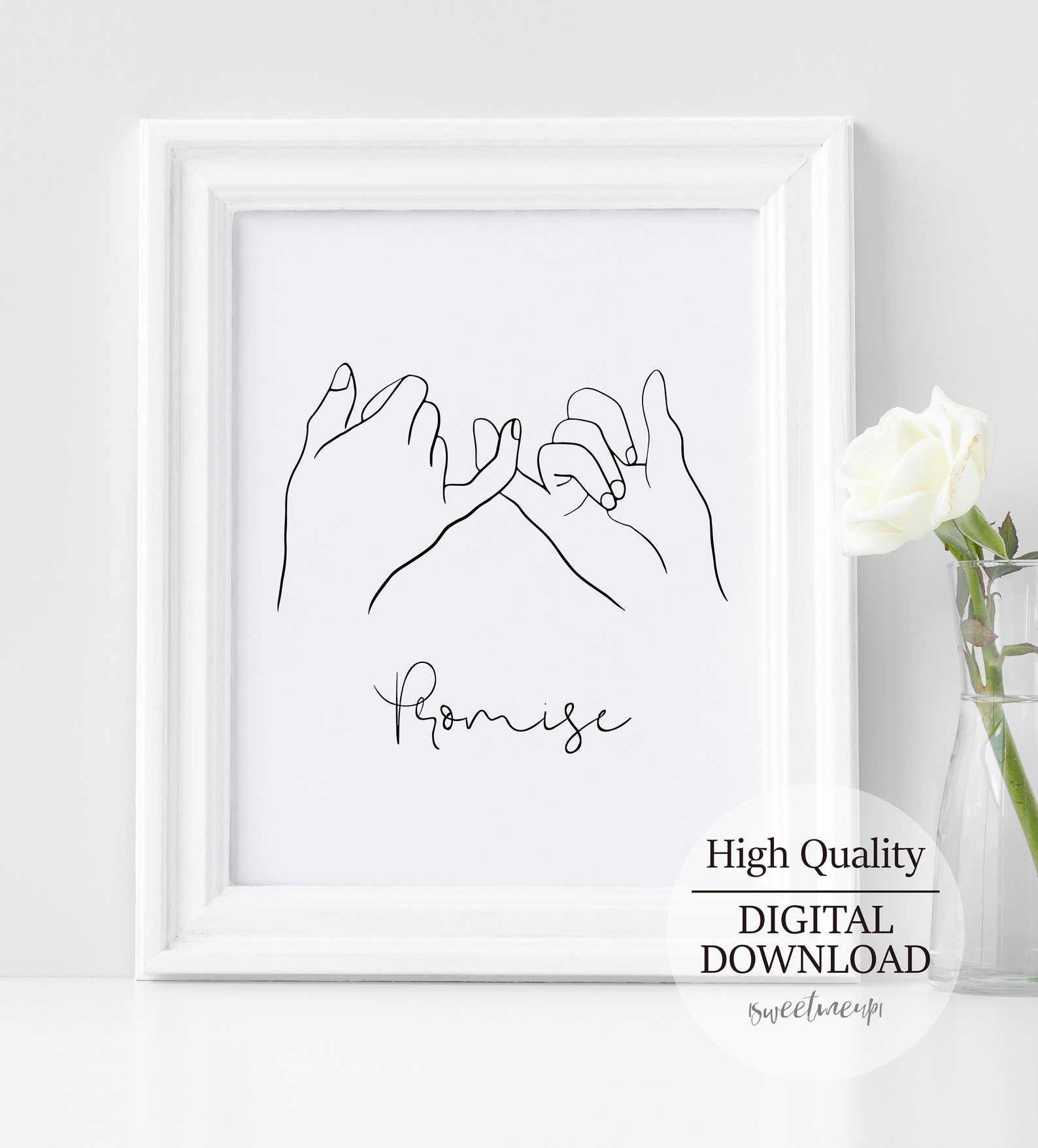 Pinky Swear Line Art Couple Line Drawing Pinky Promise Hands | Etsy