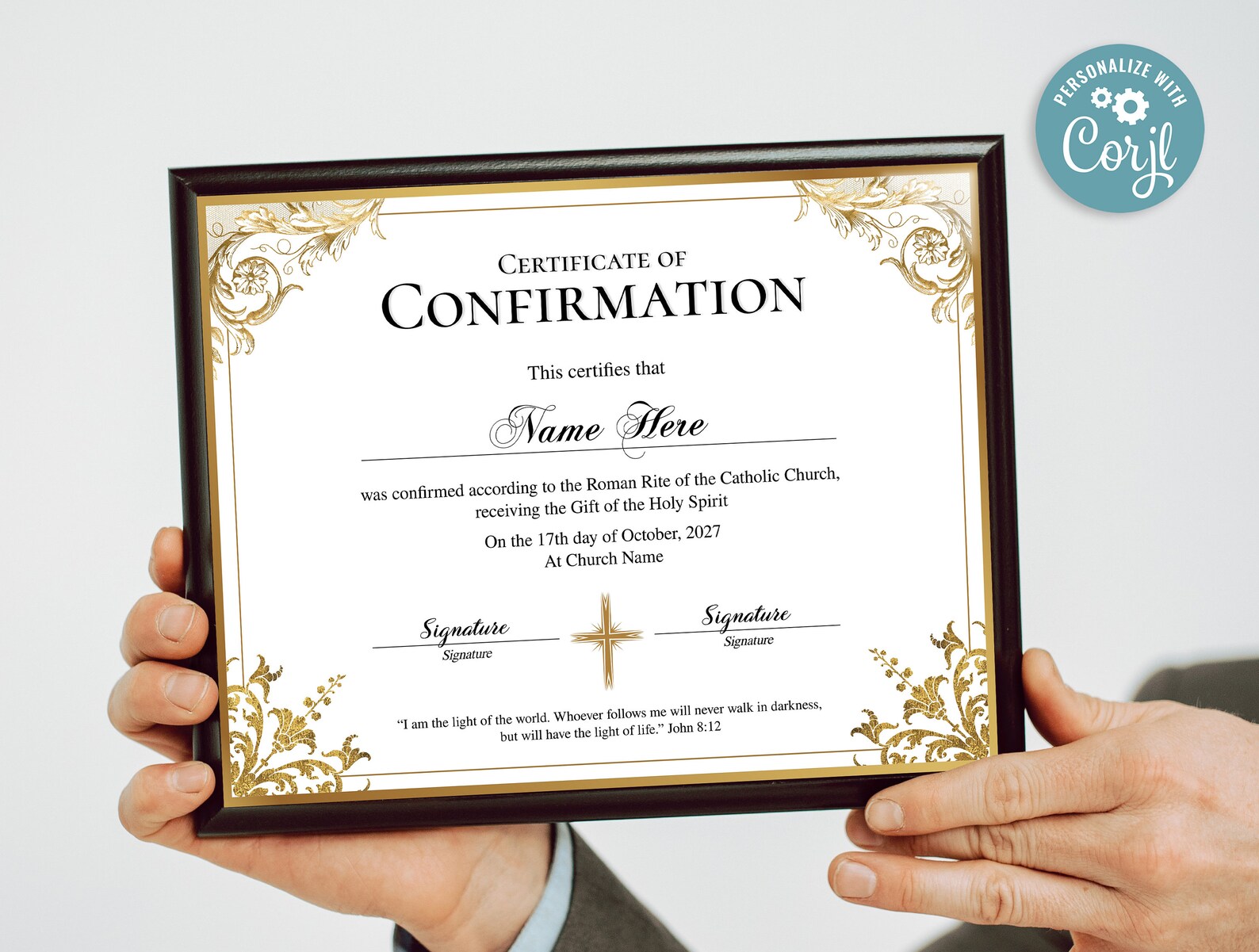 Elegant Confirmation Certificate Template, Church Certificate, 11x8.5 ...
