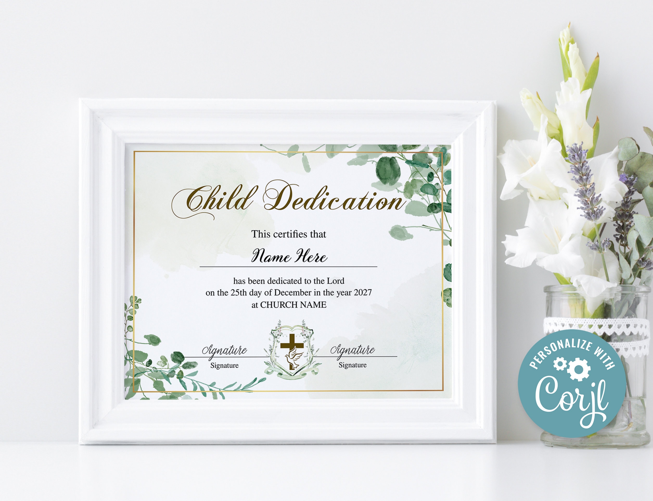 11x8.5 Child Dedication Certificate Printable Child - Etsy
