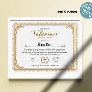 Volunteer Appreciation Certificate Template, Printable Certificate of ...