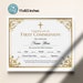 First Communion Certificate Template, Elegant First Communion Gift ...