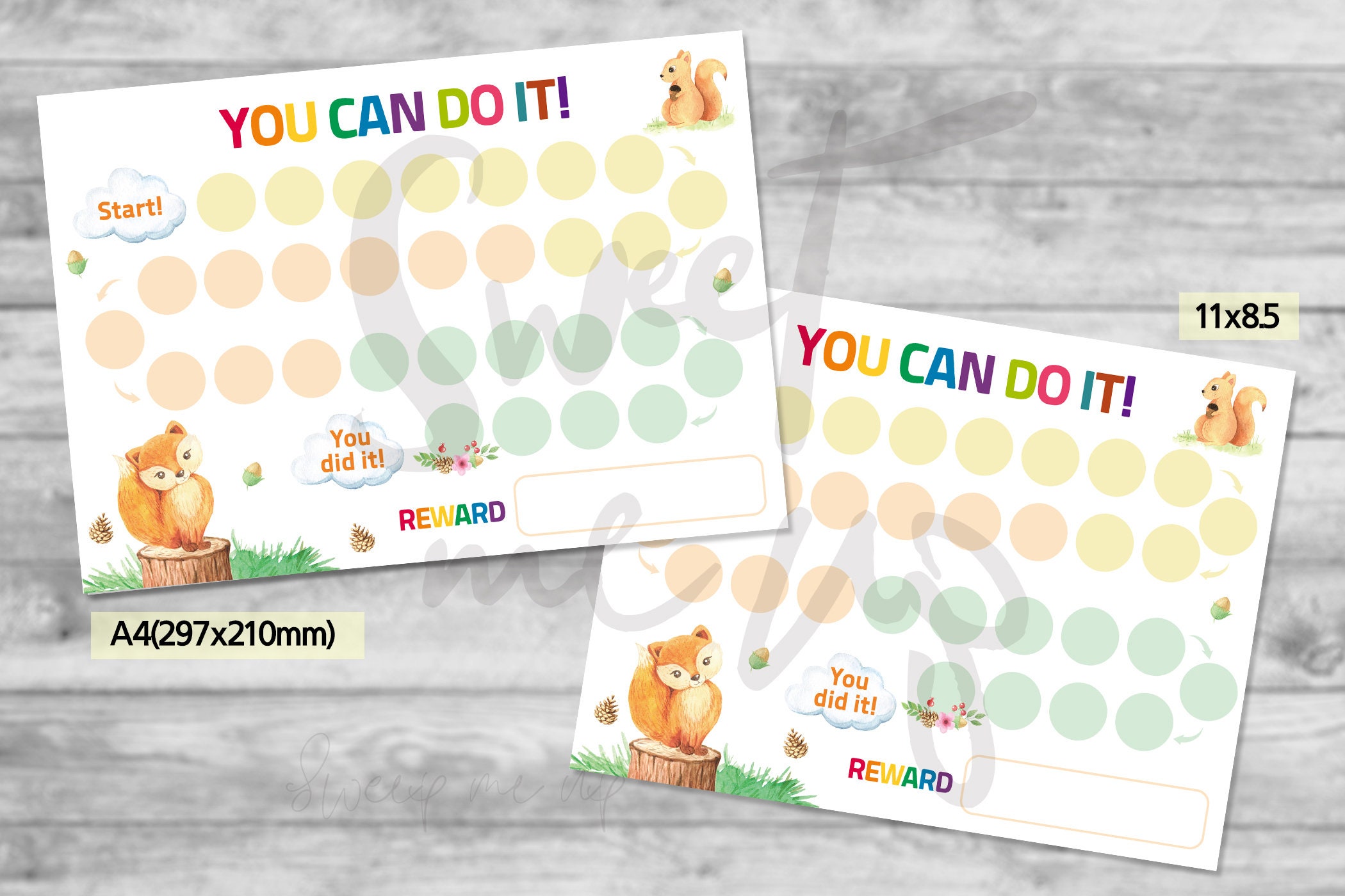 Printable Fox and Squirrel Reward Chart, Fox and Squirrel Sticker Chart ...
