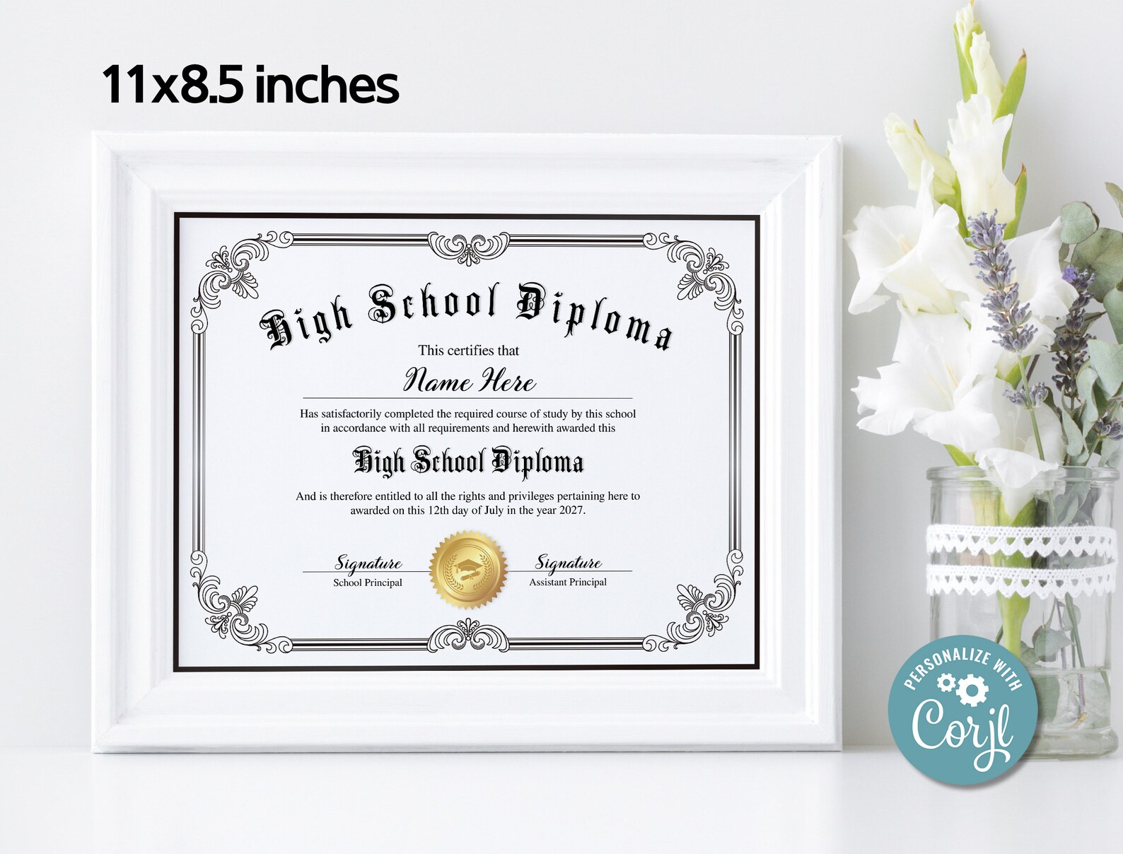 High School Diploma Template, Printable Editable Home School Diploma ...