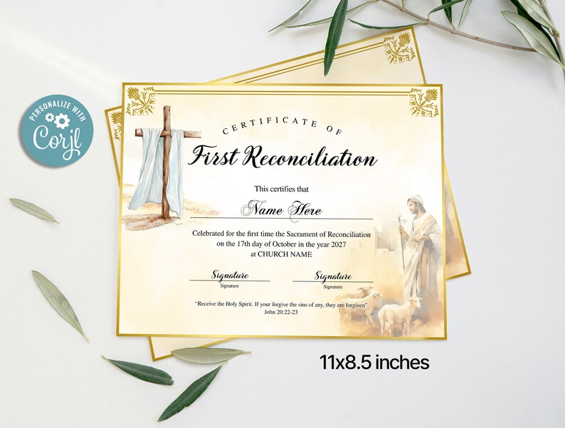11x8.5 First Reconciliation Certificate, Religious Supply Traditional ...