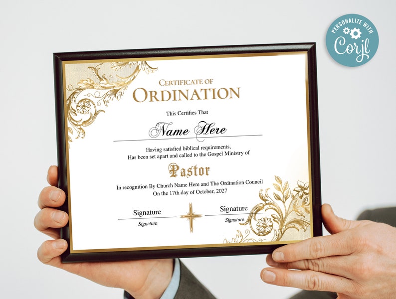 Pastor Ordination Certificate, Elegant Ordination Certificate ...