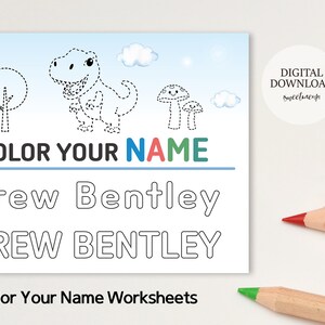 Custom Name Tracing Practice, Dinosaur Personalised Handwriting ...
