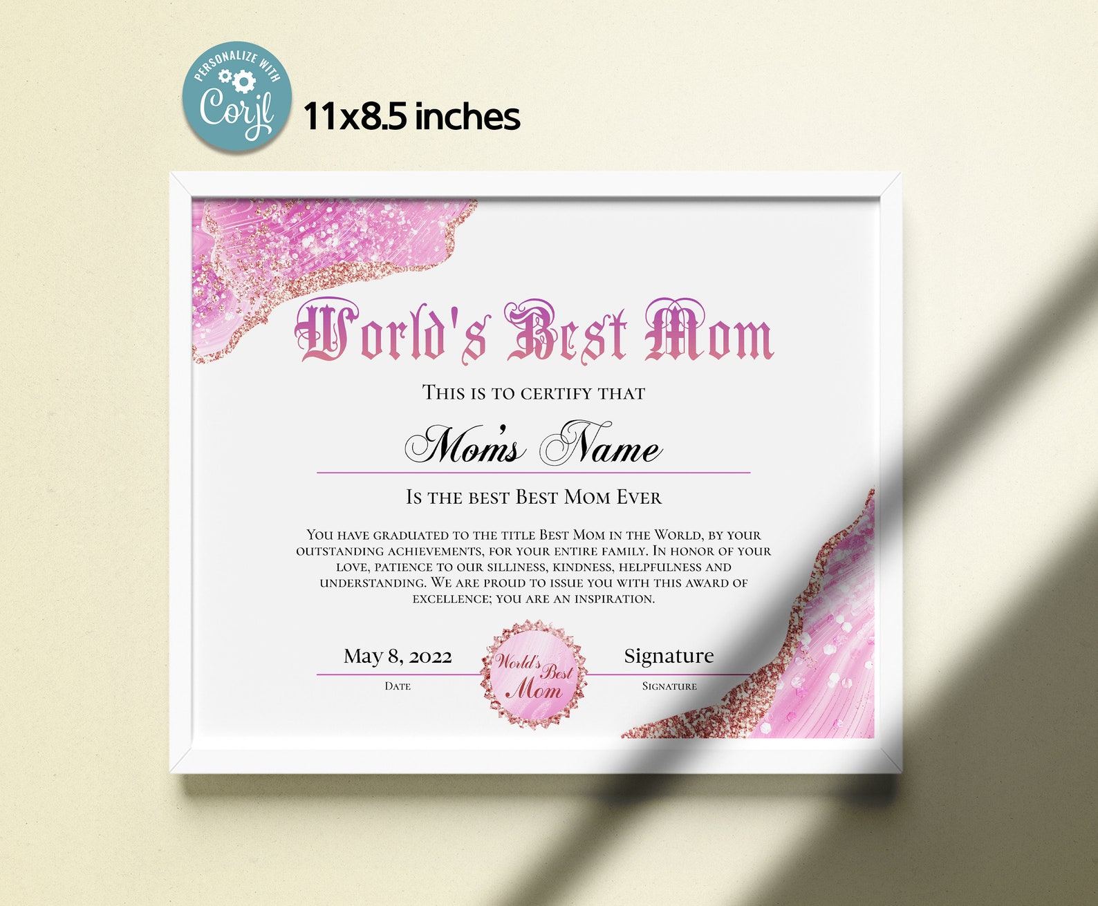 Best Mom Certificate Template Mother's Day Certificate - Etsy