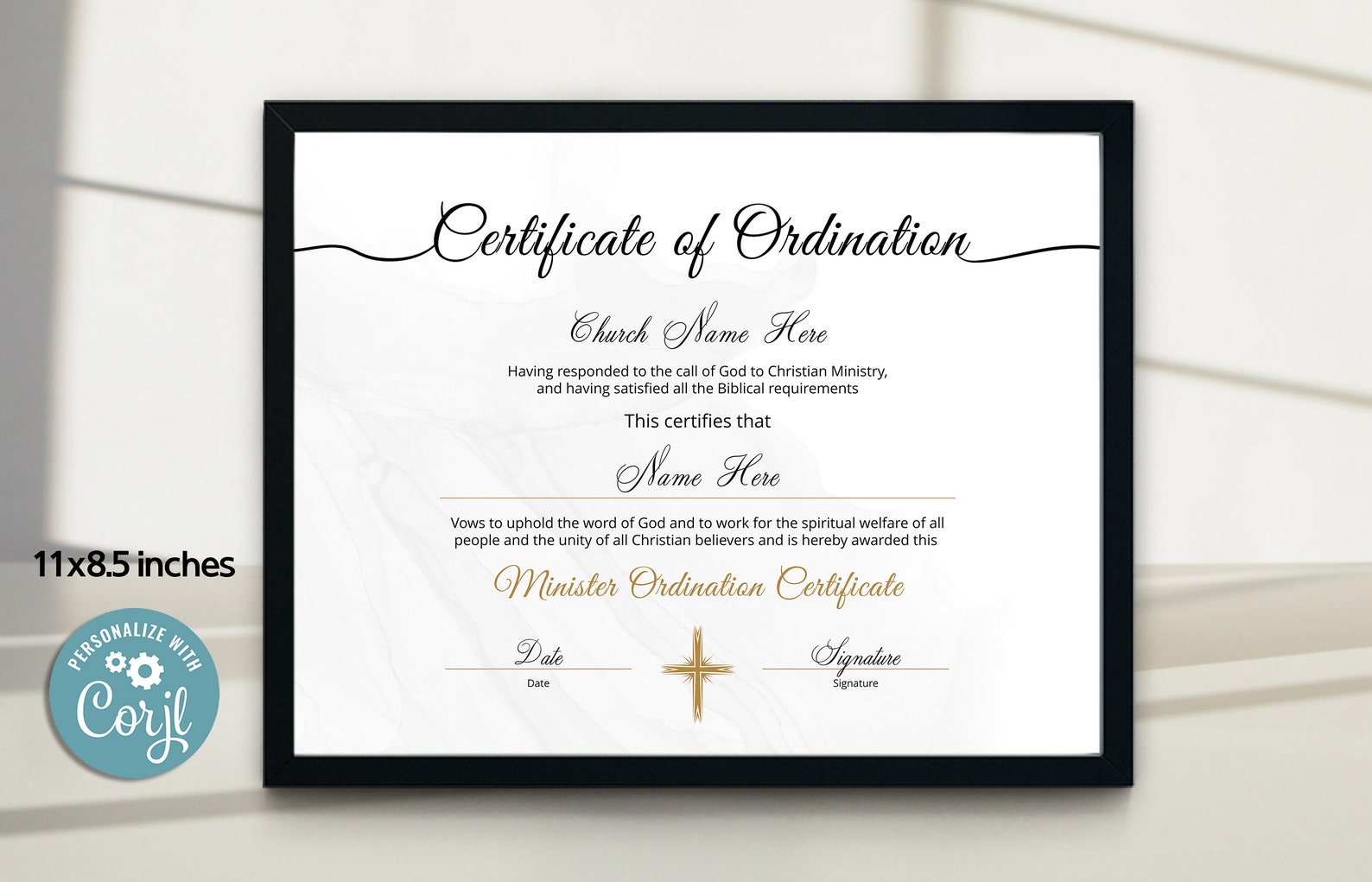 Ordained Minister Certificate Template, Minimalist Ordination ...