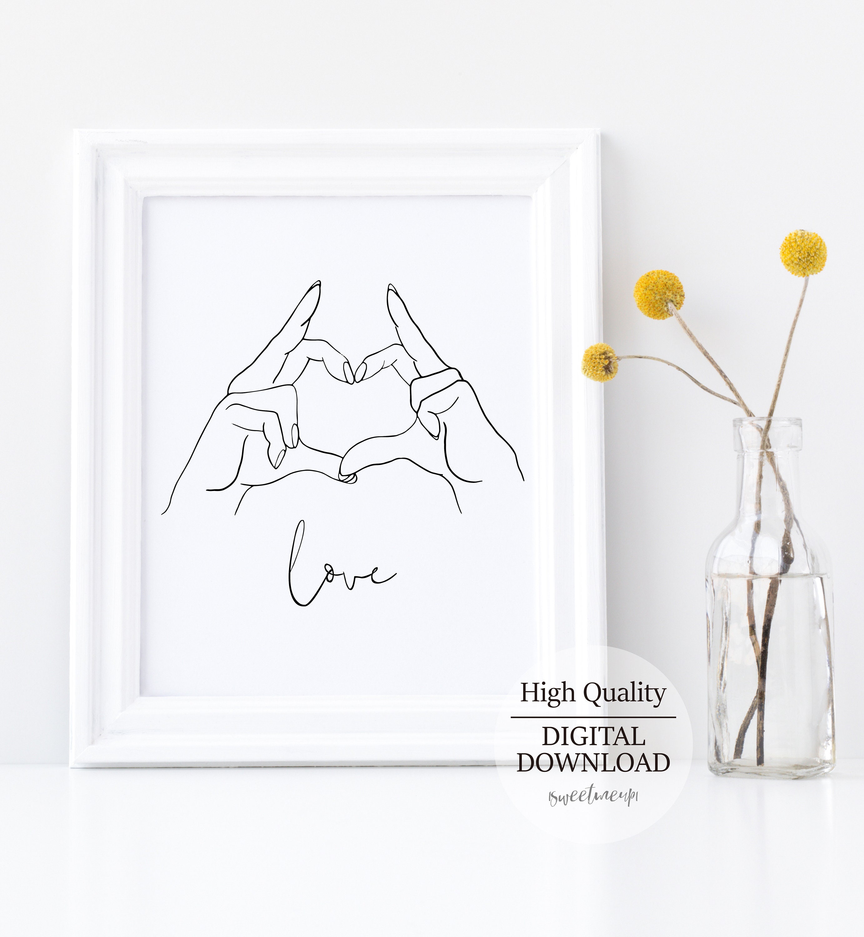 Love Hand Printable One Line Drawing Hands Line Art Hands | Etsy