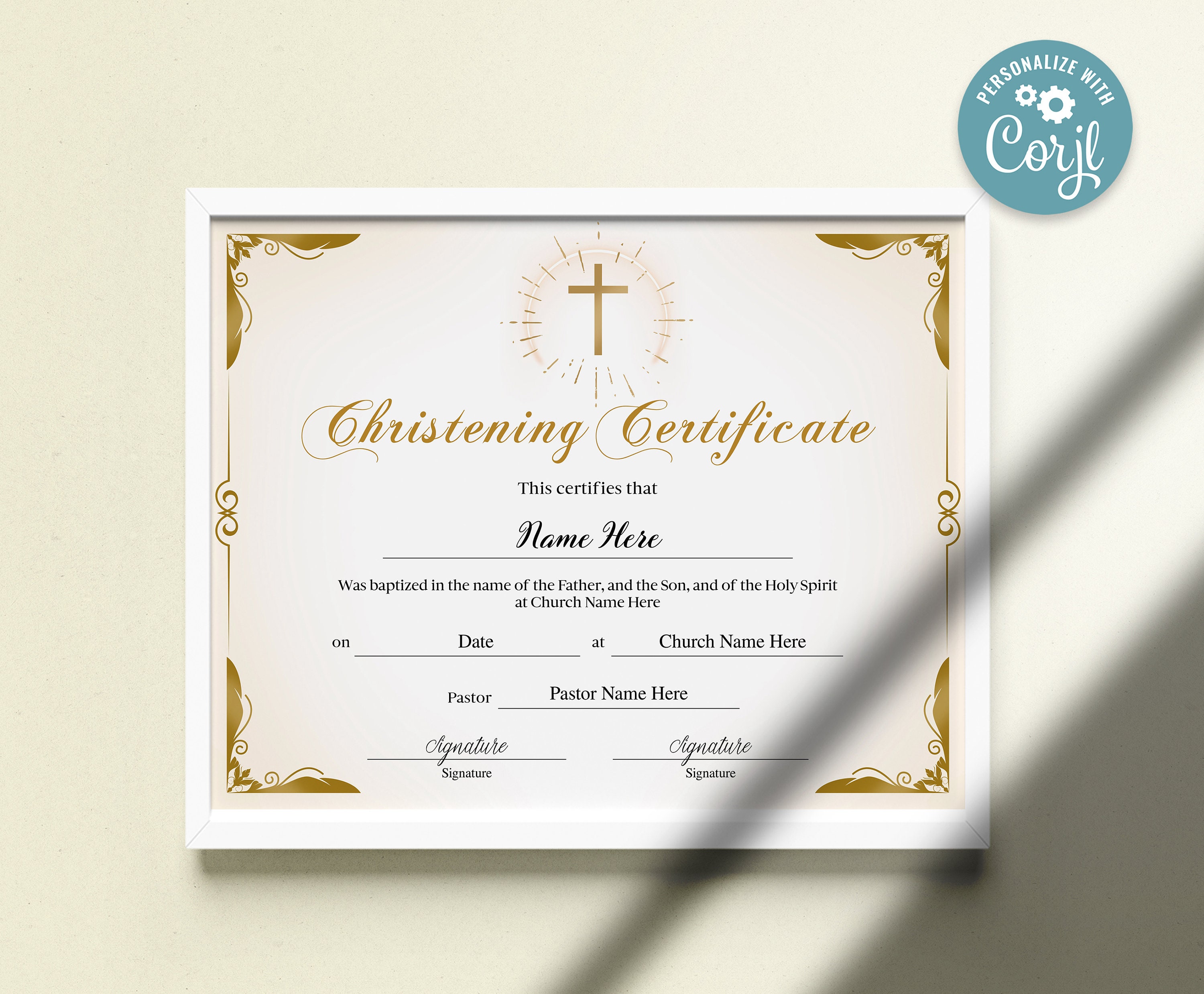 Christening Certificate, Baptism Holy Spirit Certificate Template ...