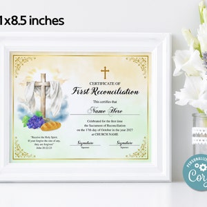 First Reconciliation Certificate, Printable Certificate of First ...