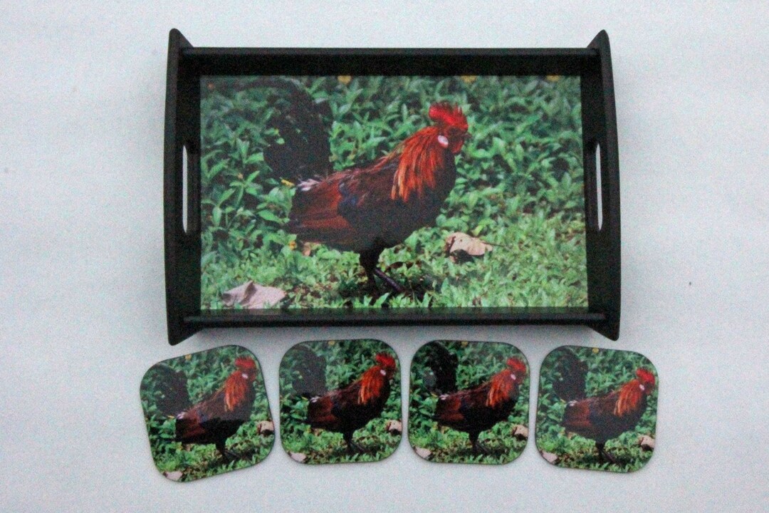 Serving Tray: Rooster Tray and Coaster Set - Etsy
