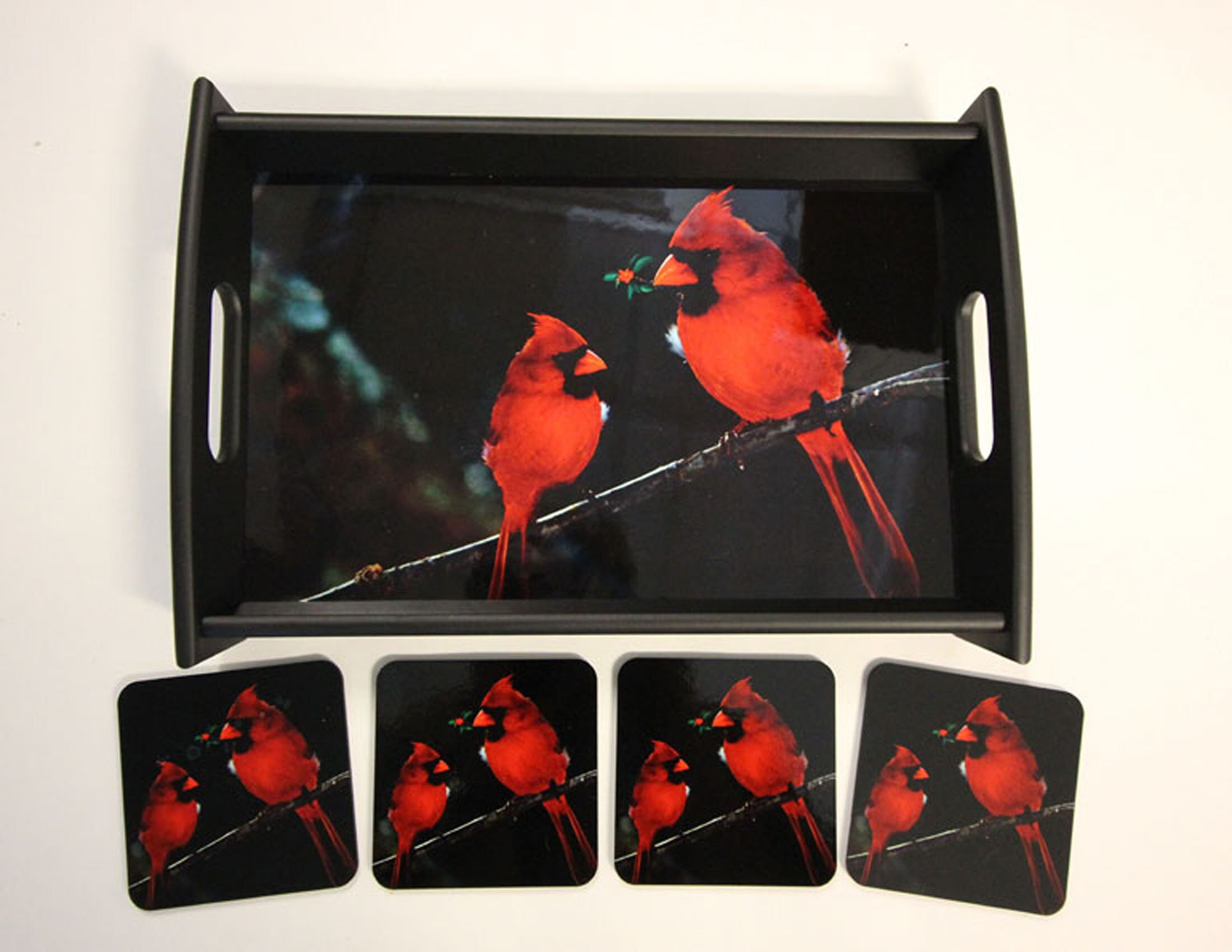 Serving Tray: Cardinal Tray and Coaster Set - Etsy