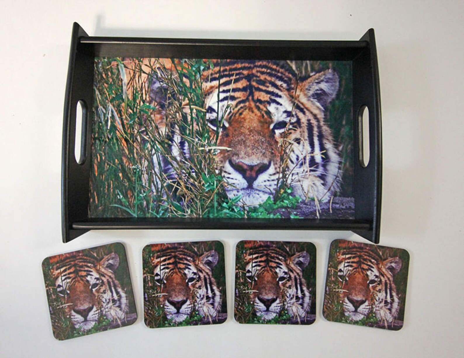 Serving Tray: Bengal Tiger Tray and Coaster Set - Etsy