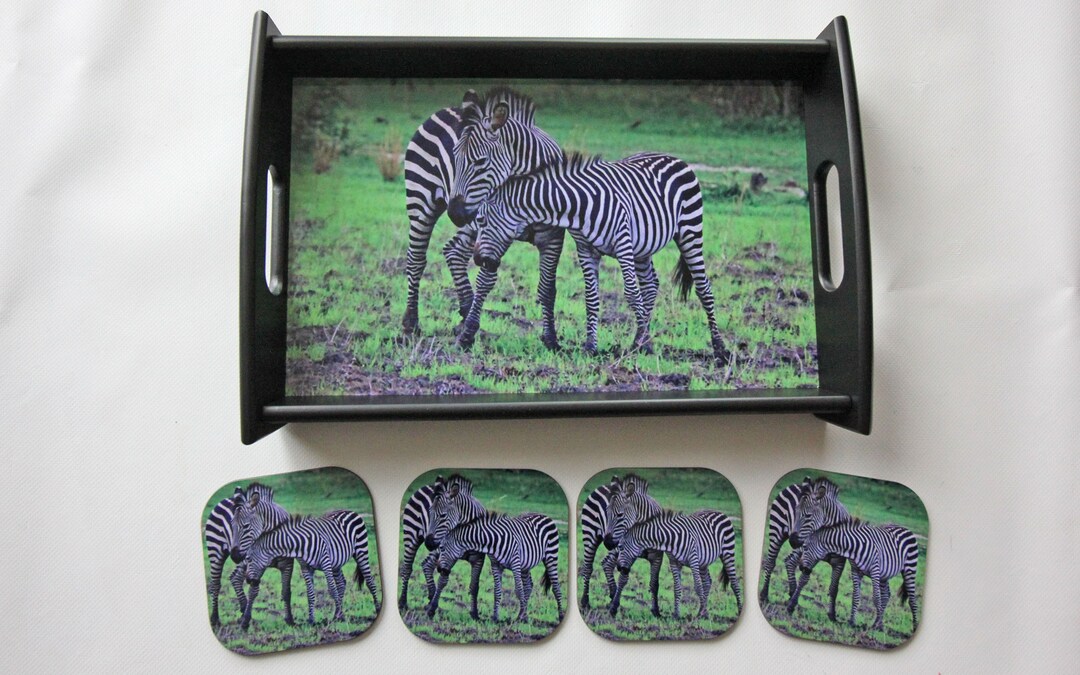 Serving Tray: Zebra Tray and Coaster Set - Etsy
