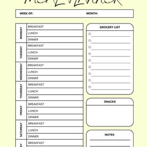 Weekly Meal Planner - Pastel - Etsy UK