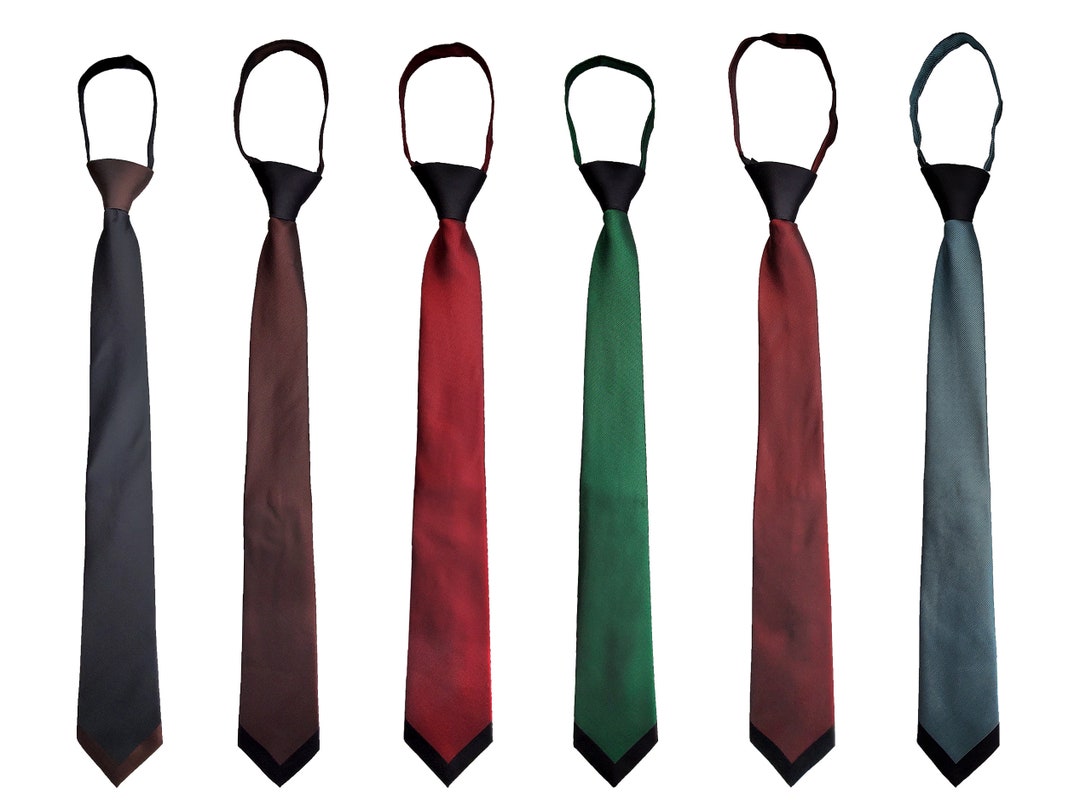 Two Color Zipper Neck Tie, Pre-tied Knot, Adjustable Necktie, Discreet ...