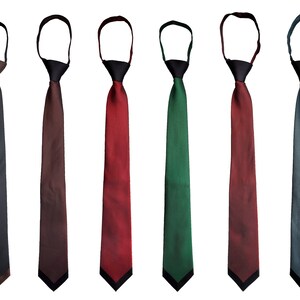 Two Color Zipper Neck Tie, Pre-tied Knot, Adjustable Necktie, Discreet ...