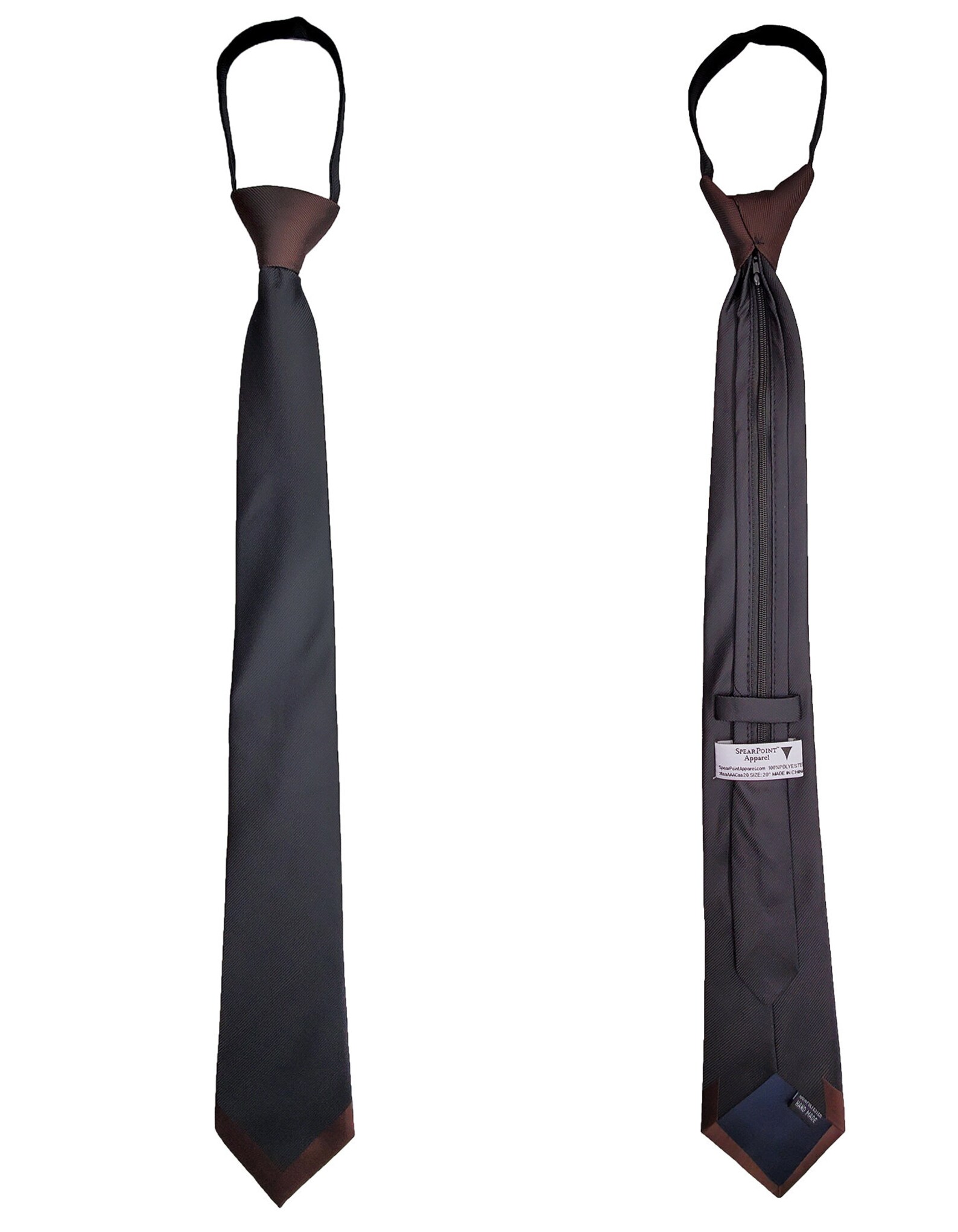 Two Color Zipper Neck Tie, Pre-tied Knot, Adjustable Necktie, Discreet ...