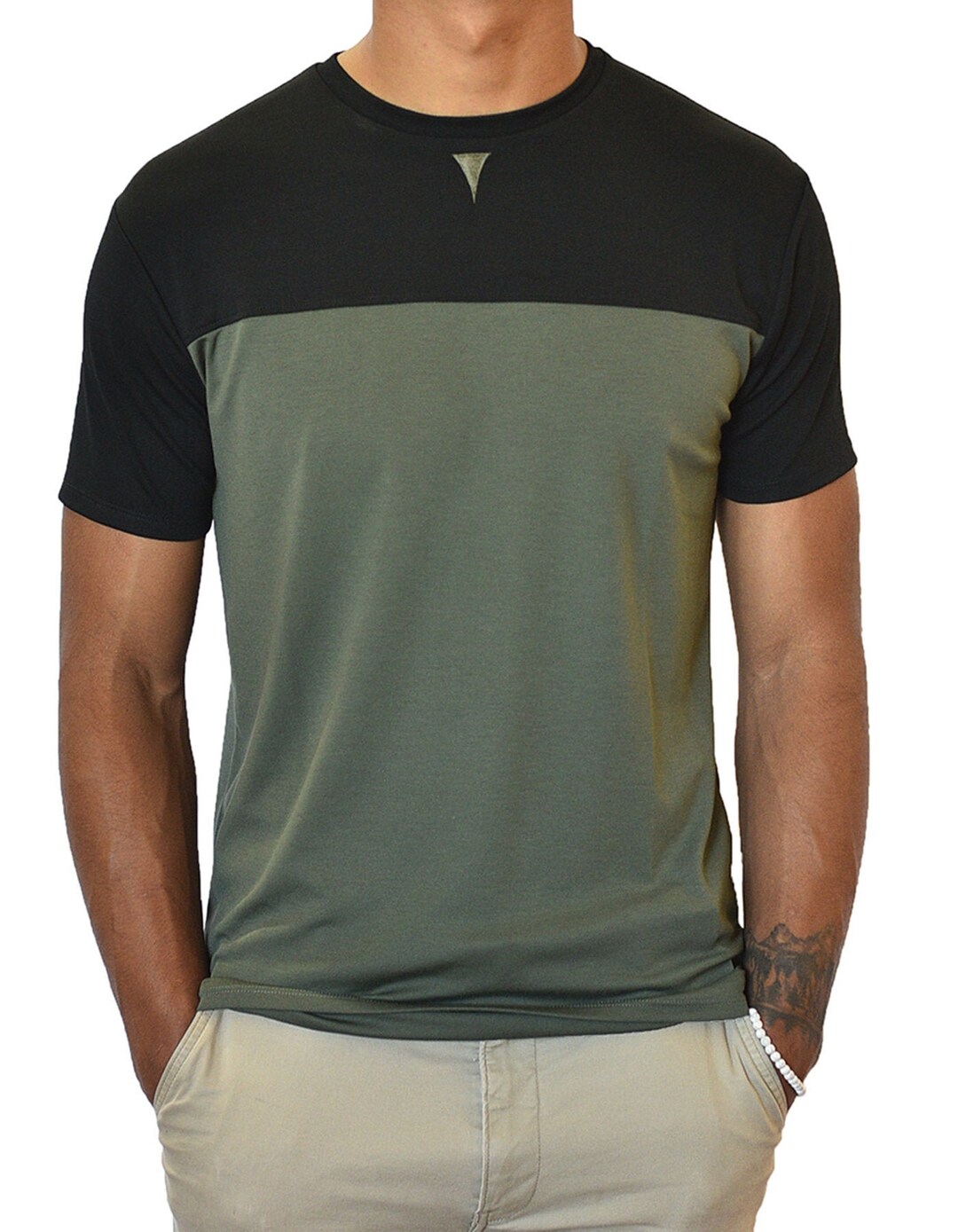 Men's Two-tone Crew Neck T-shirt | Soft, Quick-dry Fabric - Etsy