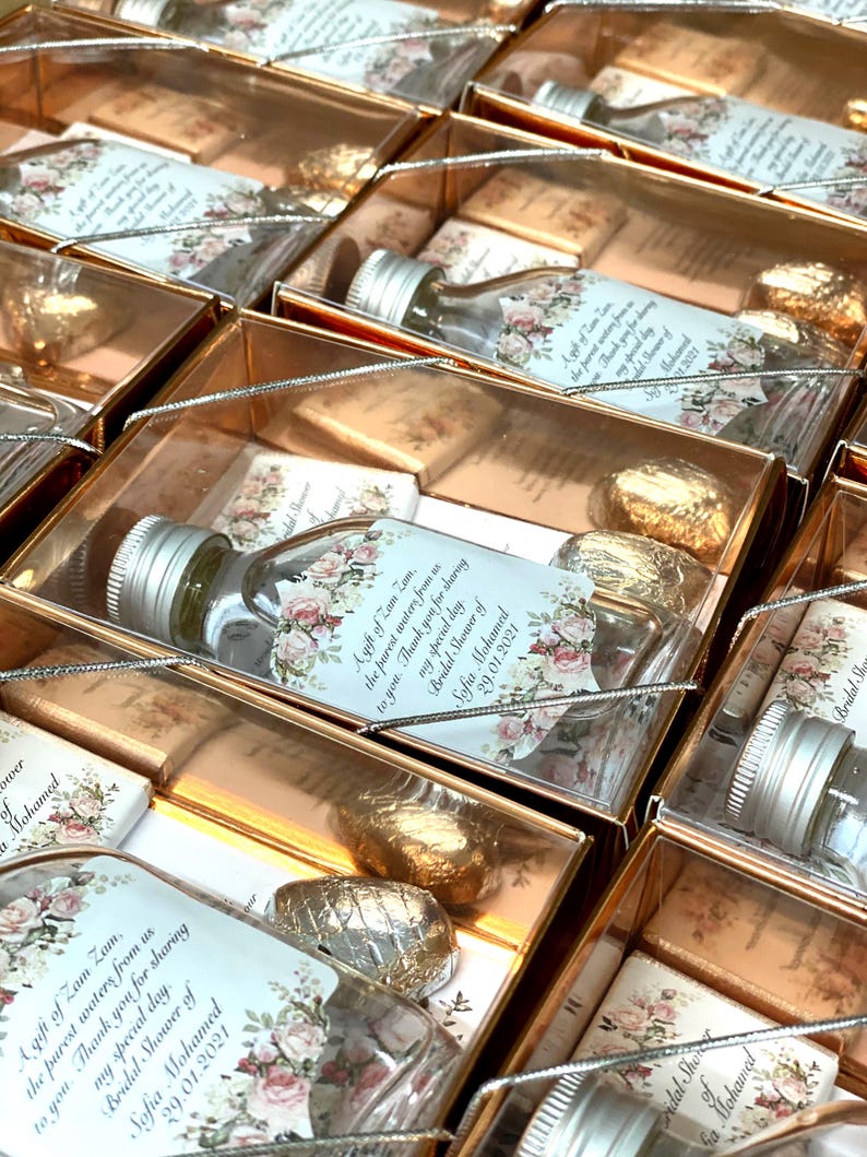 Personalized Zam Zam Water Gift Box: Chocolate & Dua Card Wedding Favor ...