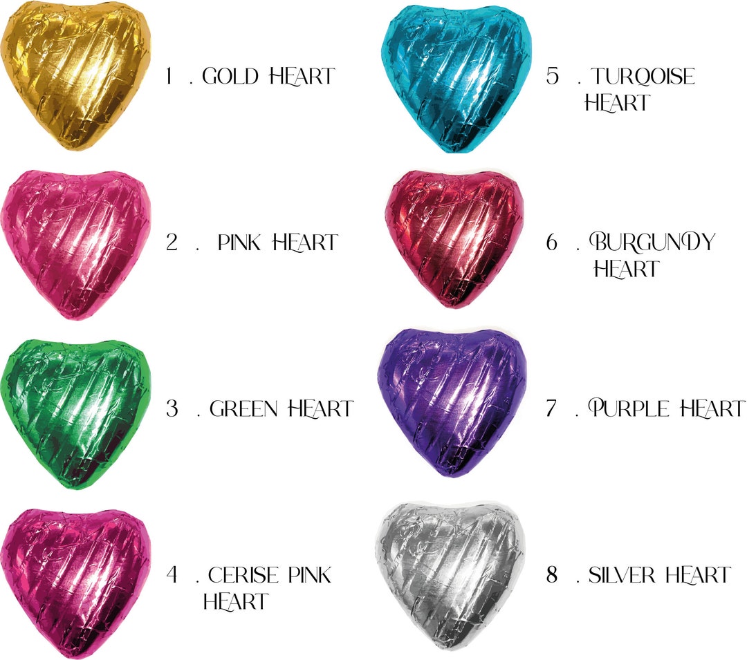 Foil Wrapped Milk Chocolate Hearts: Wedding Favors - Etsy UK