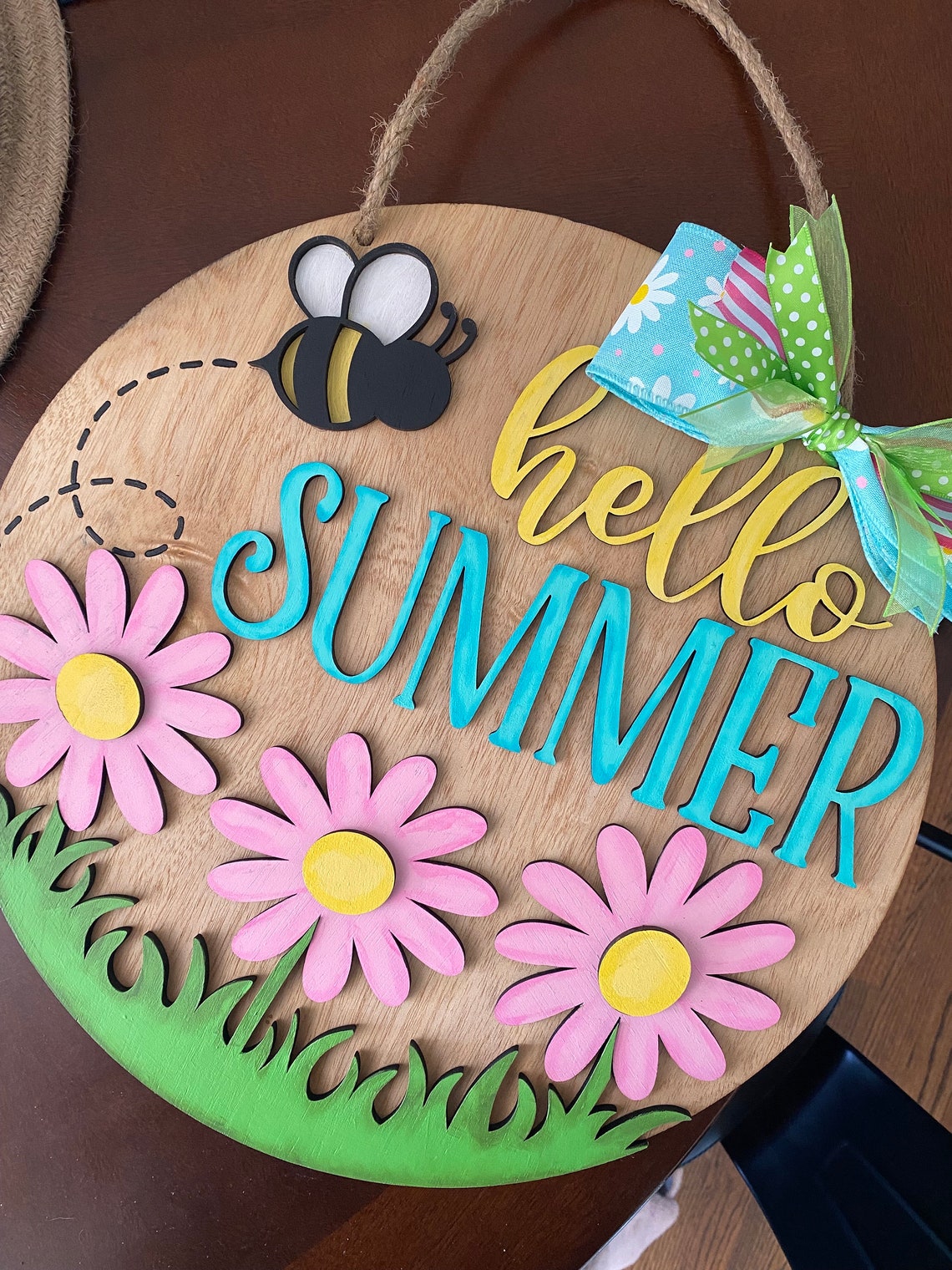 Hello Summer With Bee Door Sign - Etsy