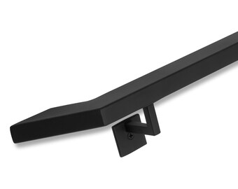 Round, Modern Wrought Iron Handrail, End Wall Mount Steel Hand Rail ...